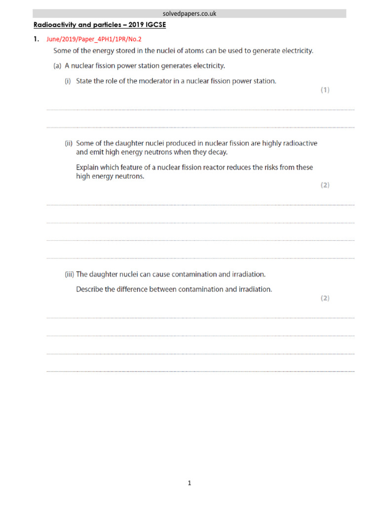 2019 Radioactivity and Particles Edexcel IGCSE Physics | PDF