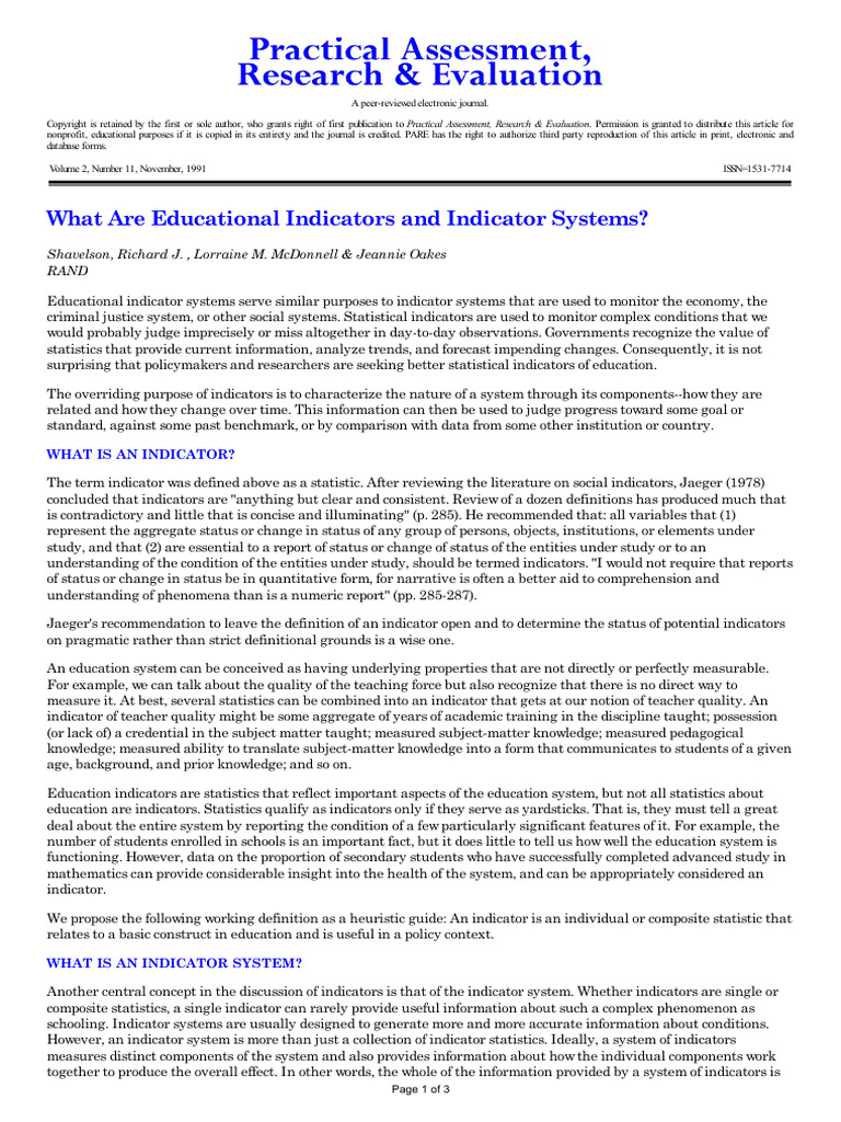 What Are Educational Indicators and Indicator System | PDF | Teachers | Statistics