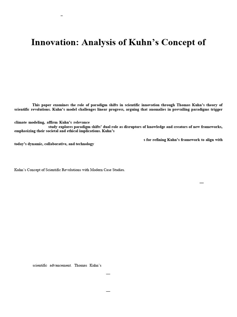 The Role of Paradigm Shifts in Scientific Innovation: Analysis of Kuhn ...