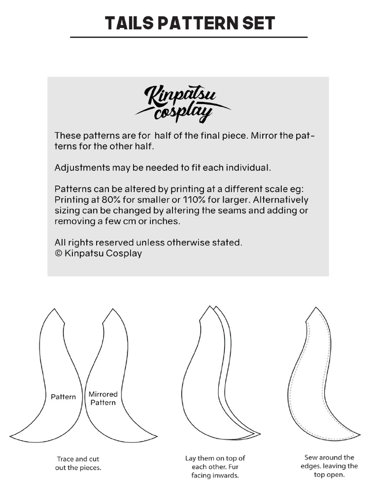Animal Tail Patterns Cat Fox Bunny Raccoon Kinpatsu Cosplay-D47882 | PDF