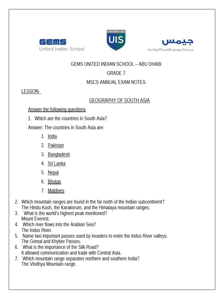 Geography of South Asia Overview | PDF