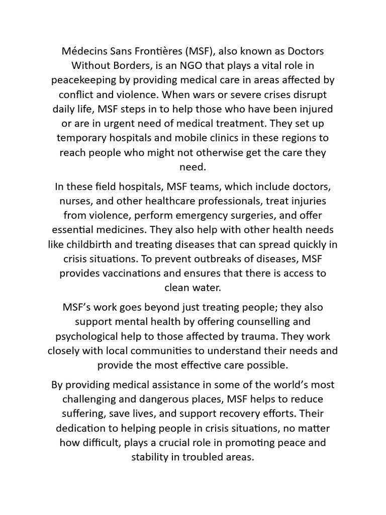 MSF: Medical Aid in Crisis Zones | PDF