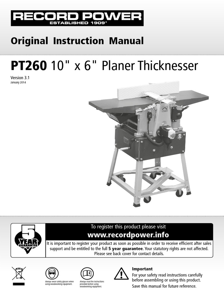 Record PT260 Planer Thicknesser | PDF