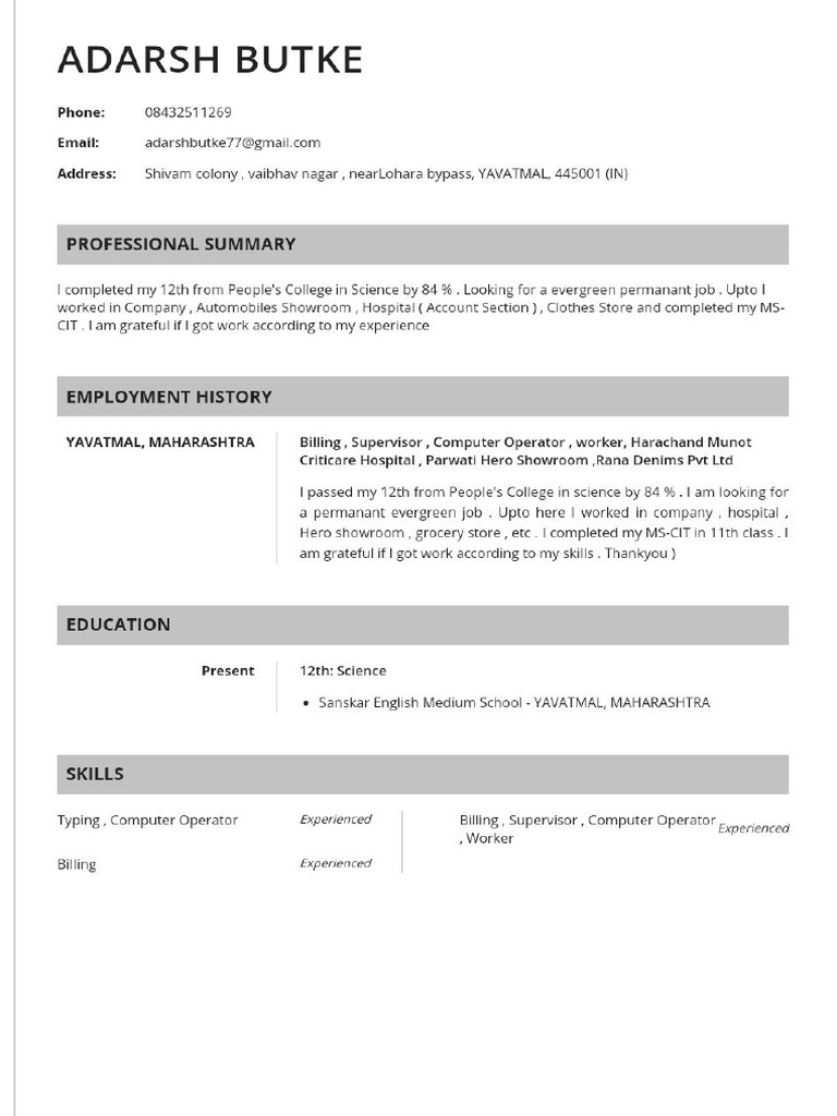 Adarsh's Resume | PDF