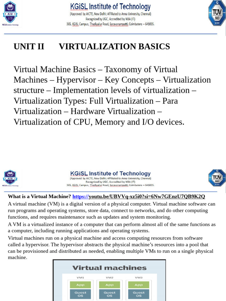UNIT 2-VIRTUALIZATION BASICS-2 | PDF | Virtual Machine | Virtualization