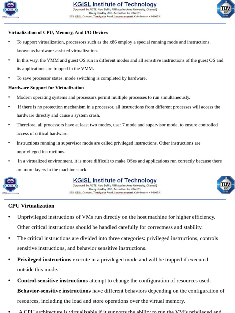 UNIT 2-VIRTUALIZATION BASICS - 2.4 | PDF | Virtualization | Central Processing Unit