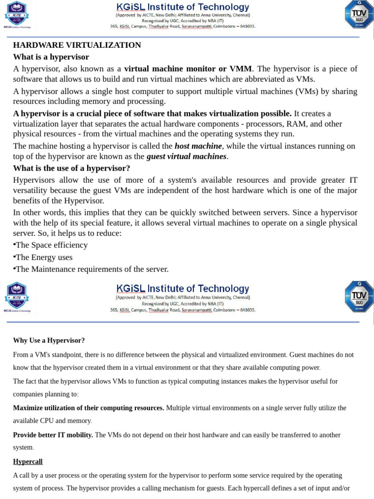 UNIT 2-VIRTUALIZATION BASICS - 2.1 | PDF | Virtual Machine | Virtualization