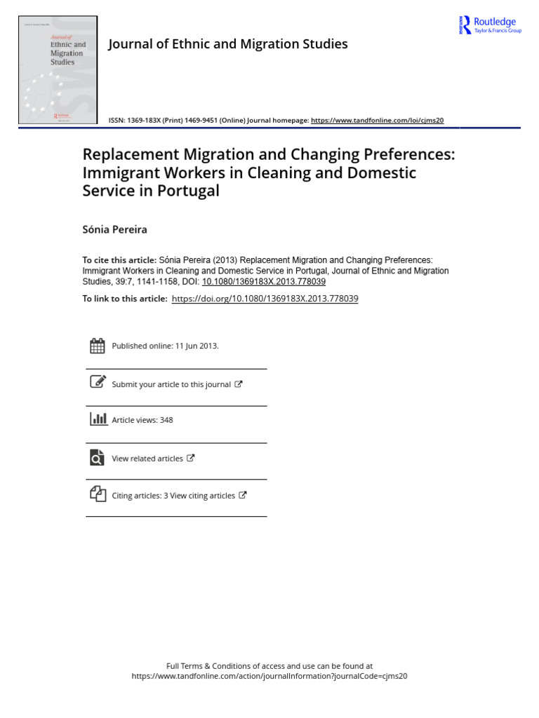7. (Pereira) Replacement Migration and Changing Preferences | PDF ...