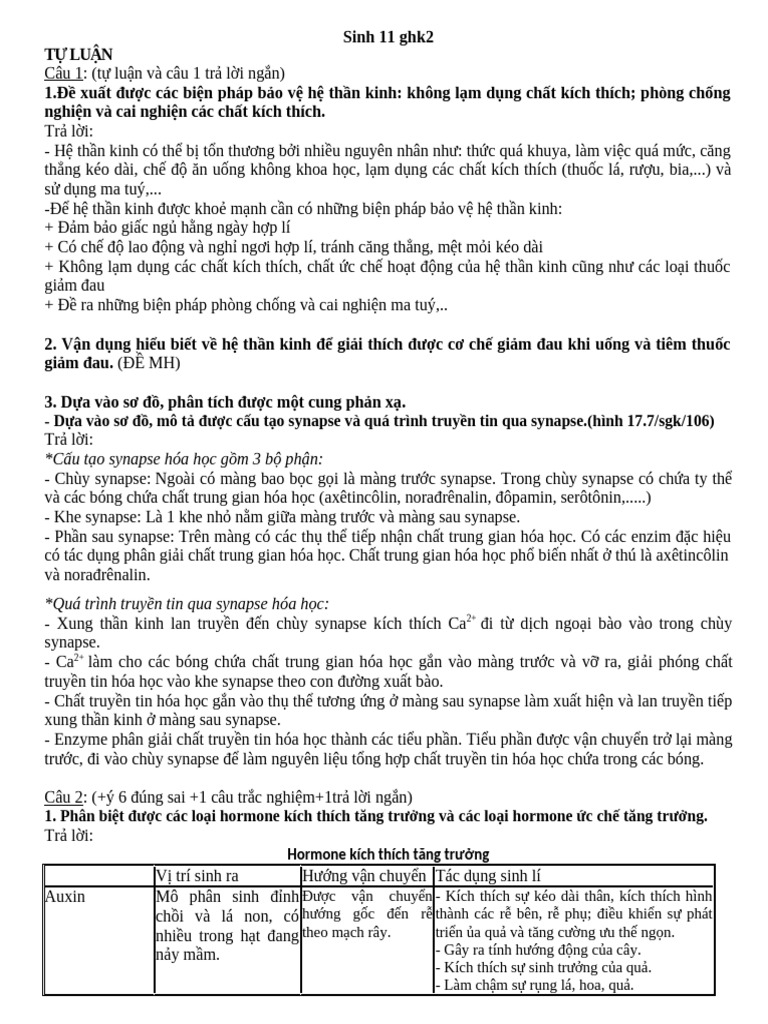 Tự Luận Sinh-gk2 | PDF