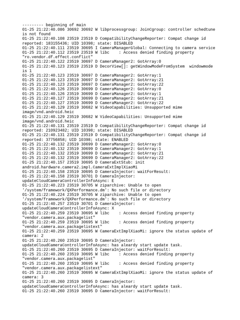 Camera Service Connection Logs | PDF | Computing | Computer Programming