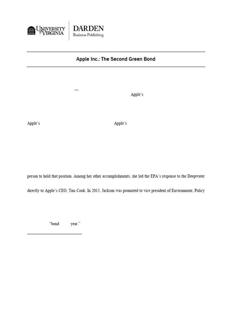 Apple’s Second Green Bond Overview | PDF | Bonds (Finance) | Apple Inc.