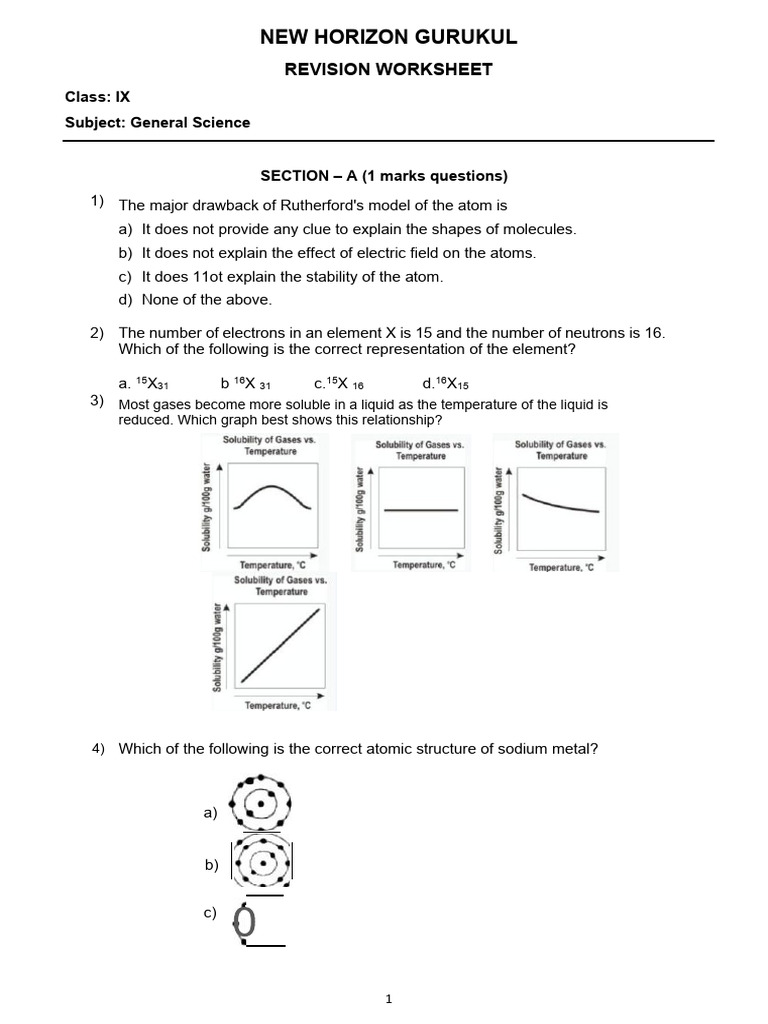 Worksheet grade 9 Science Final | PDF | Atoms | Physical Sciences