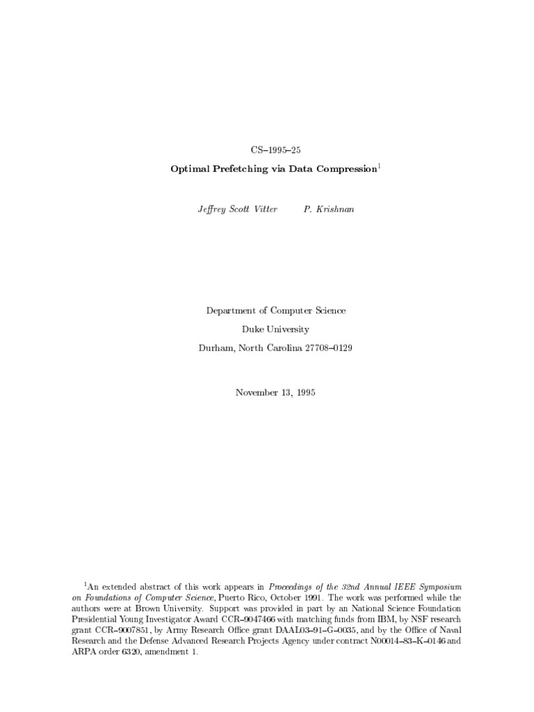 Optimal Prefetching Via Data Compression | PDF | Markov Chain | Cache (Computing)