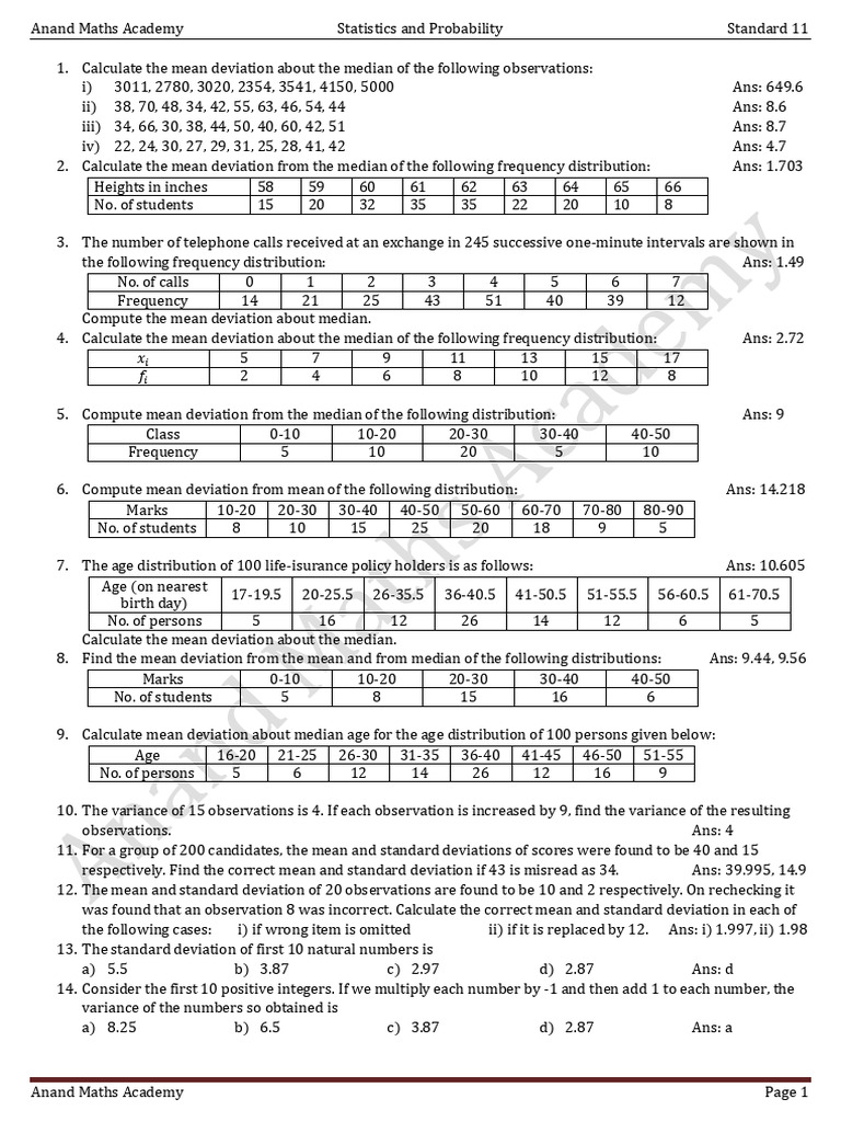 Statistics and Probability | PDF | Median | Variance