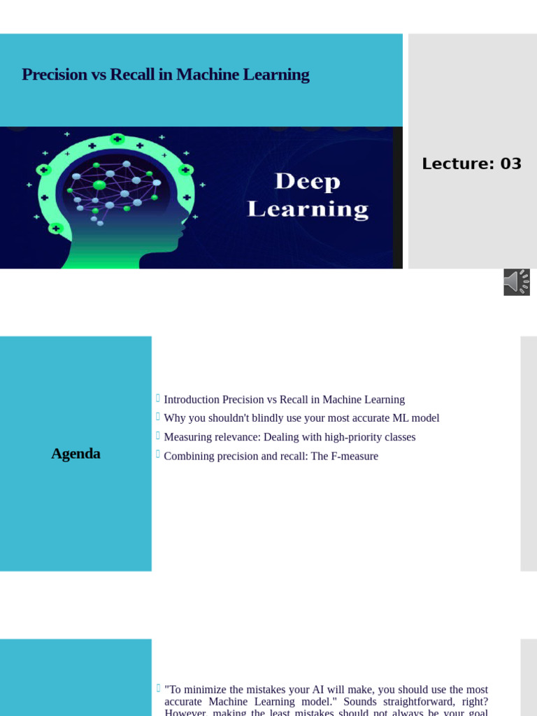 Lecture 3 Precision Vs Recall Machine Learning | PDF | Machine Learning ...