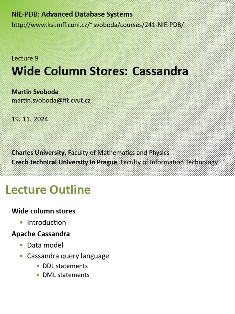 Lecture 8 - Wide Column Stores - Part 2 | PDF | Table (Database) | Databases