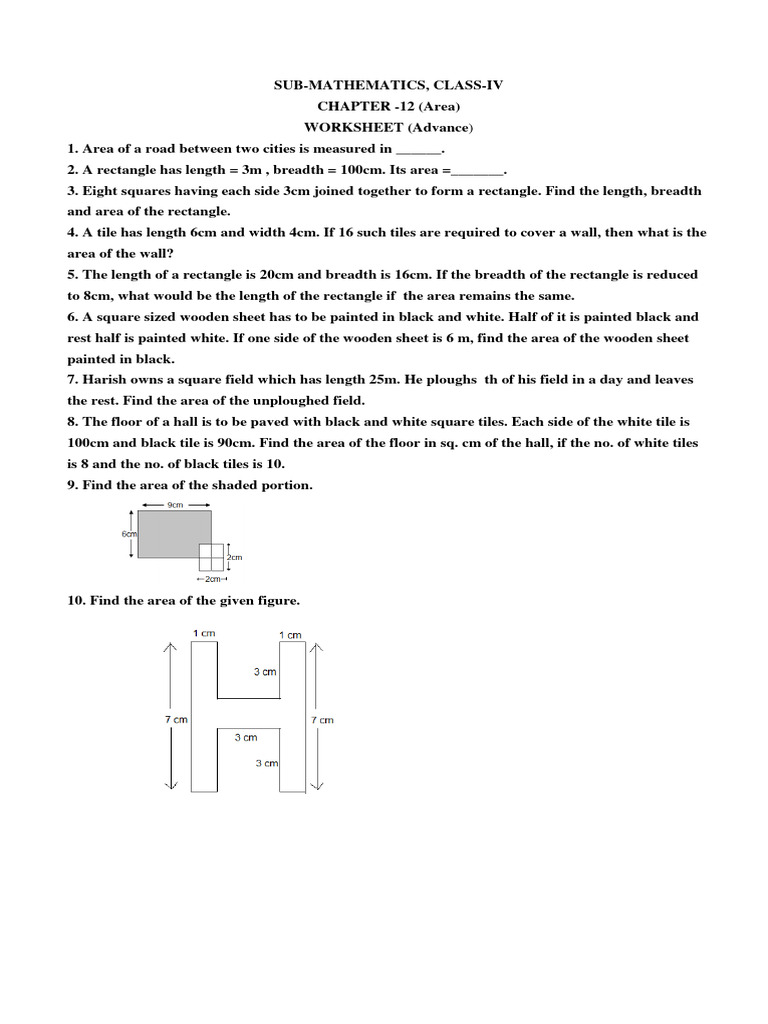 Class 4 Maths Chapter 12 Worksheet | PDF