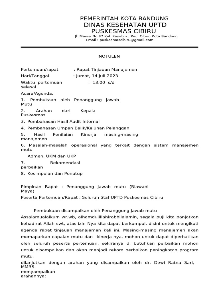 1.6.3.e NOTULEN RTM 1 TH 2023 Upload | PDF