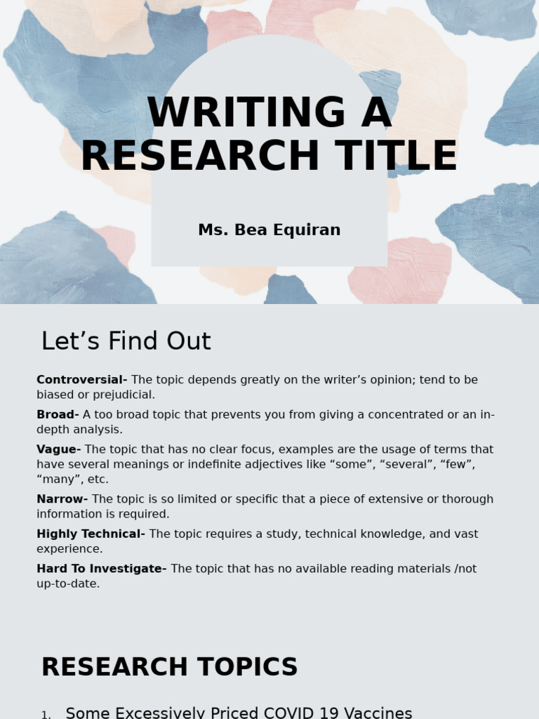 Writing Research Title | PDF