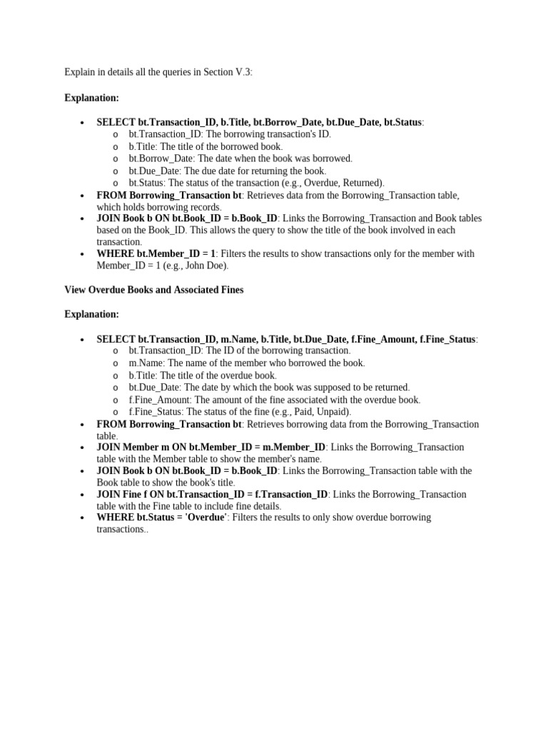 Explain in Details All The Queries in Section V | PDF