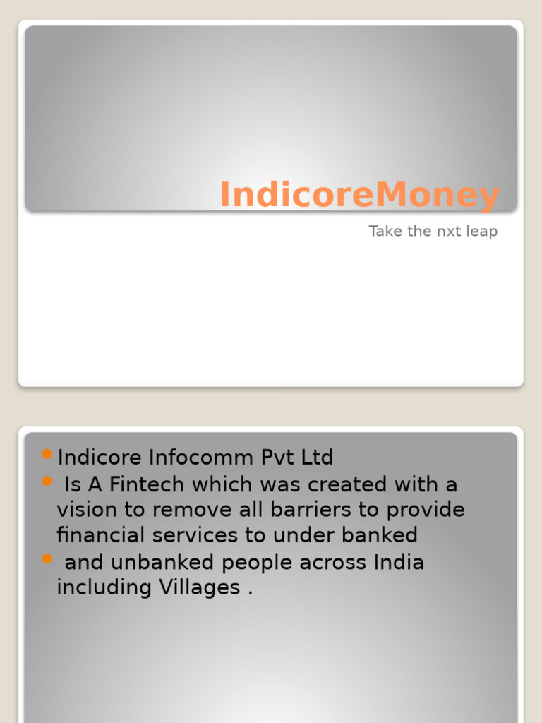 IndicoreMoney: Empowering Financial Access | PDF