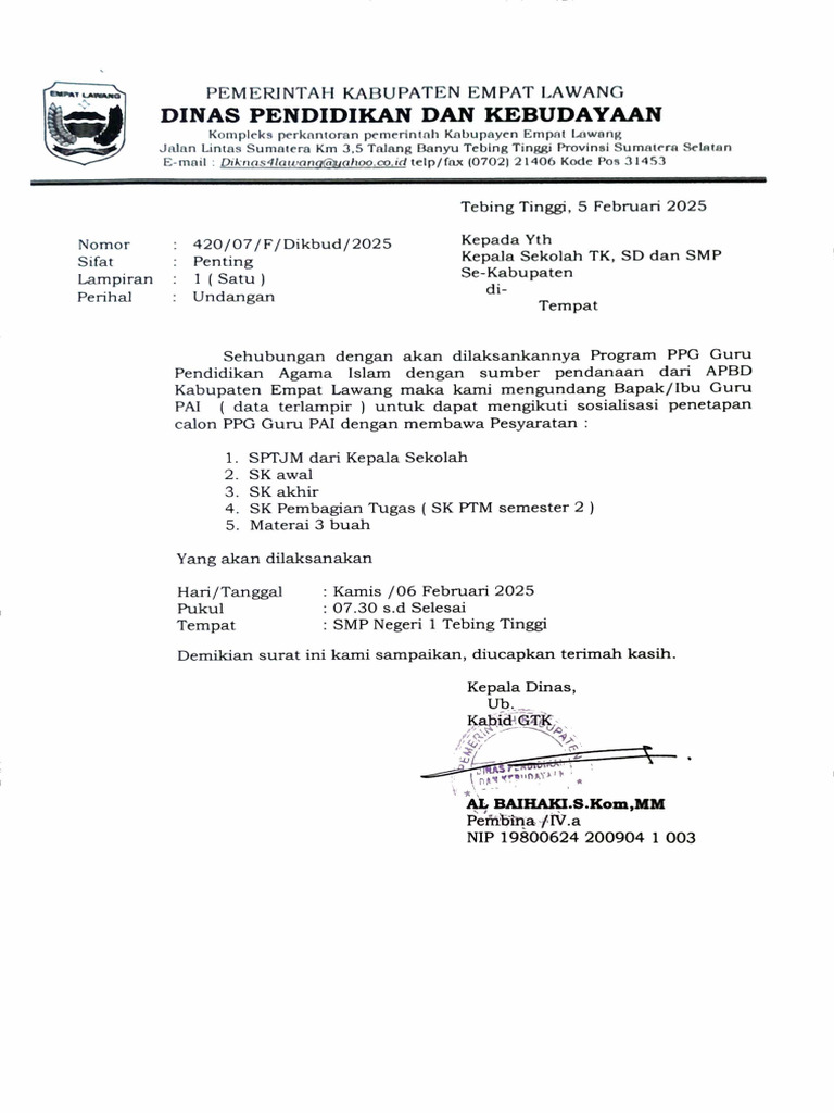 Undangan ppg guru pai | PDF