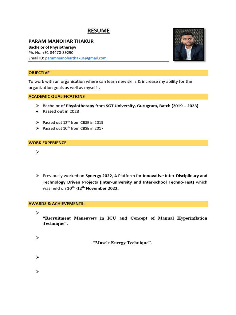 Param Manohar Thakur Resume | PDF