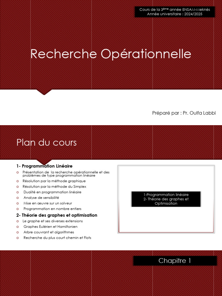 Cours RO Chap1 2 | PDF | Optimisation mathématique | Optimisation linéaire