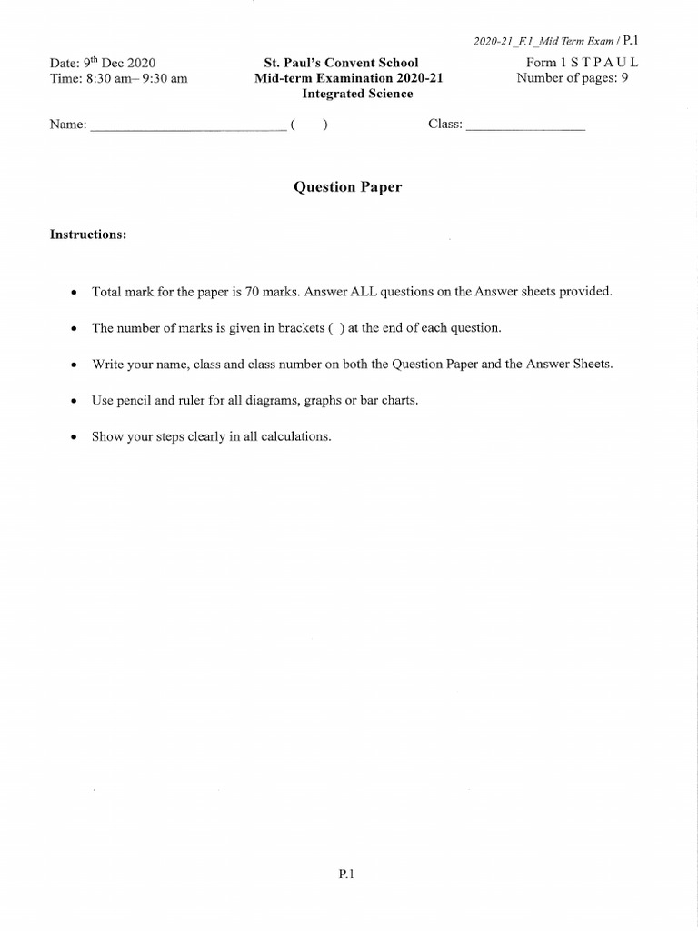 F.1 IS - Question Paper | PDF
