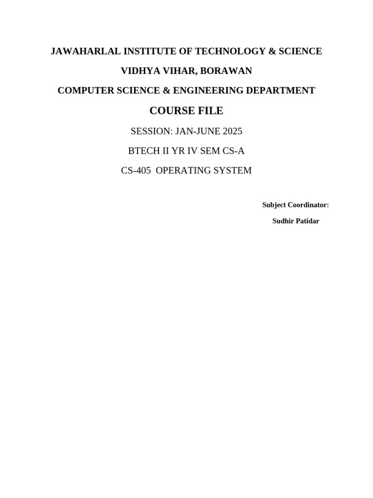 Course File Front Cover | PDF