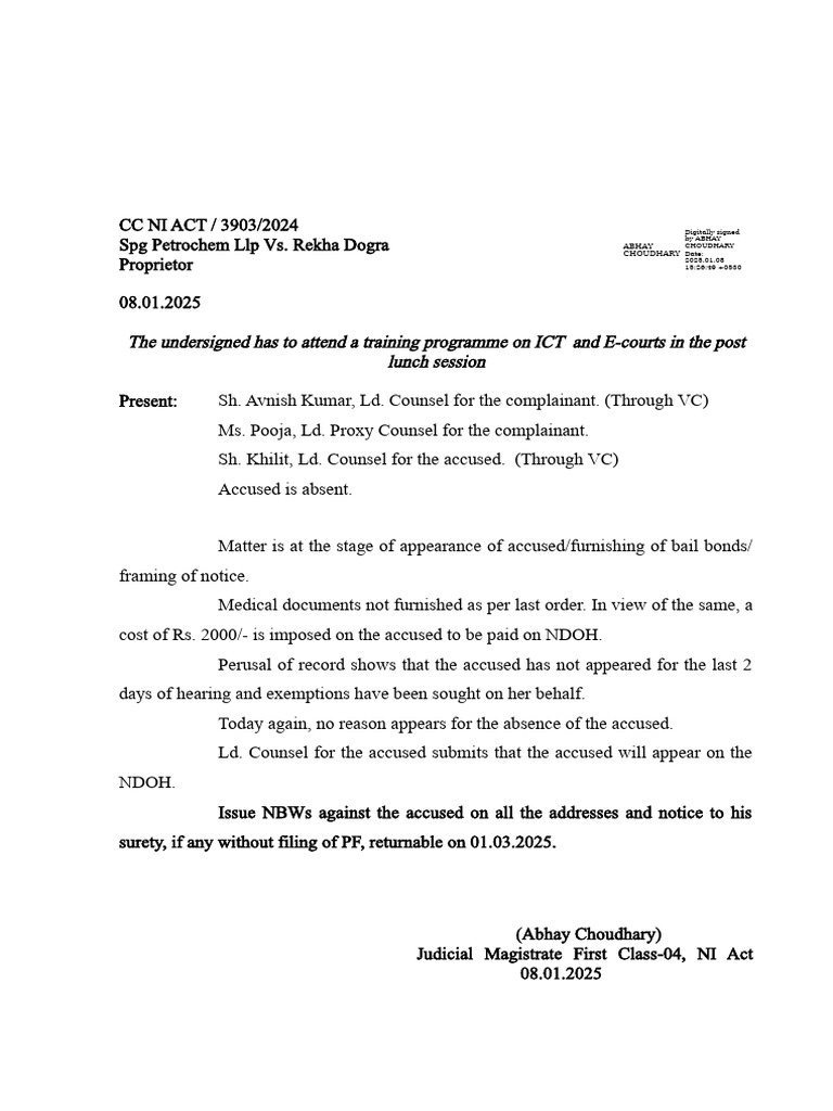 NI Act Case Update: Spg Petrochem vs. Dogra | PDF