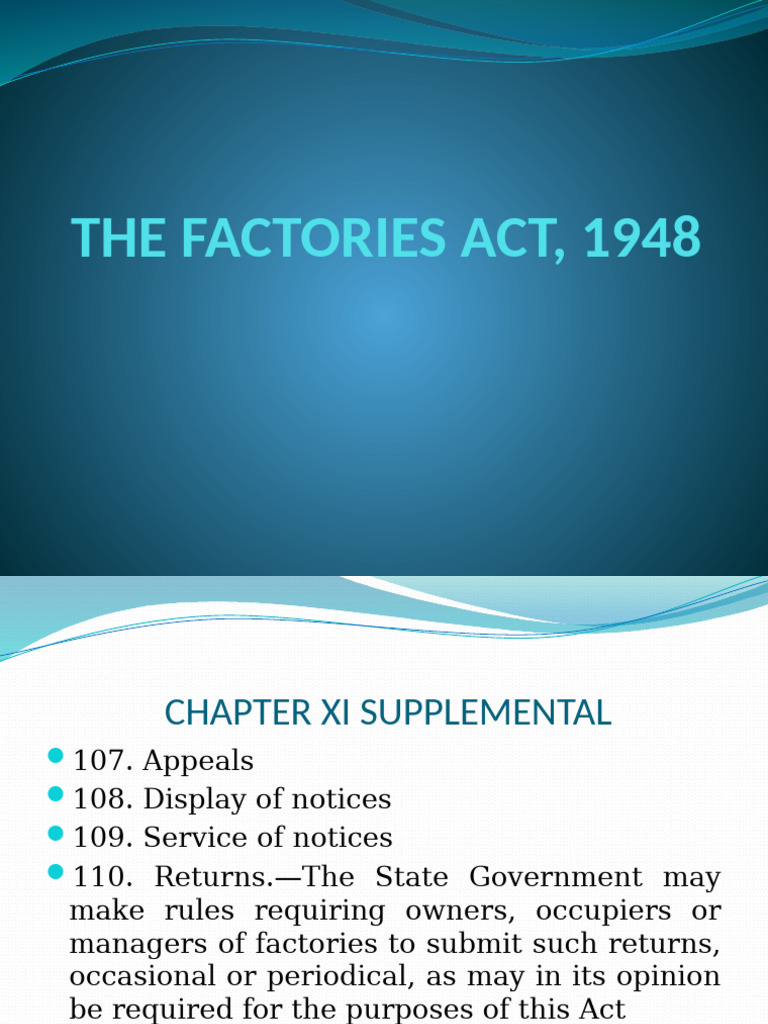 The Factories Act, 1948 - 4 | PDF | Employment | Justice