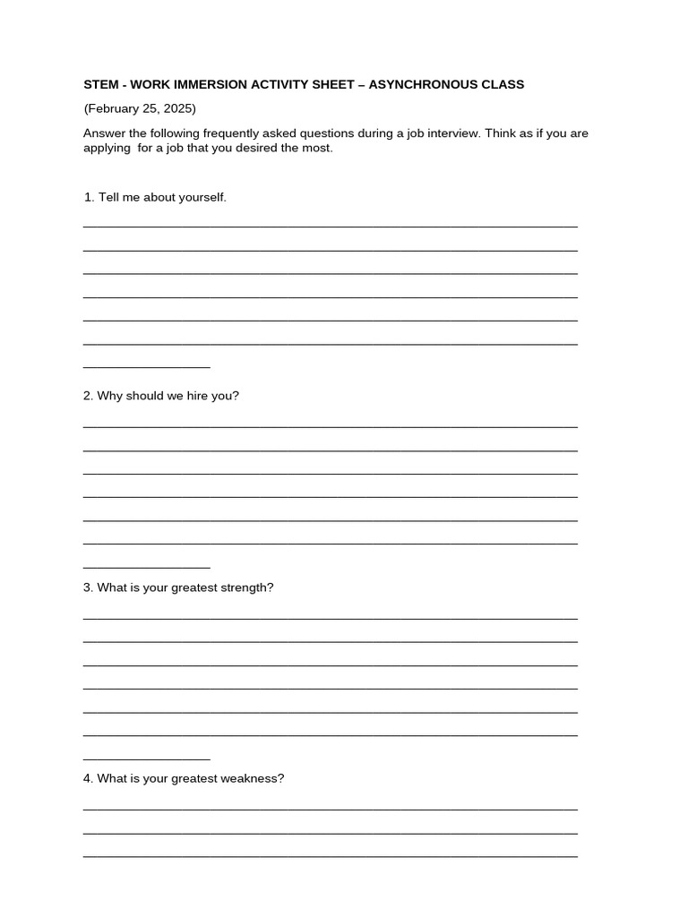 Work Immersion Activity Sheet | PDF