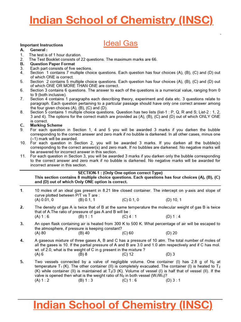 Ideal Gases | PDF | Gases | Mole (Unit)