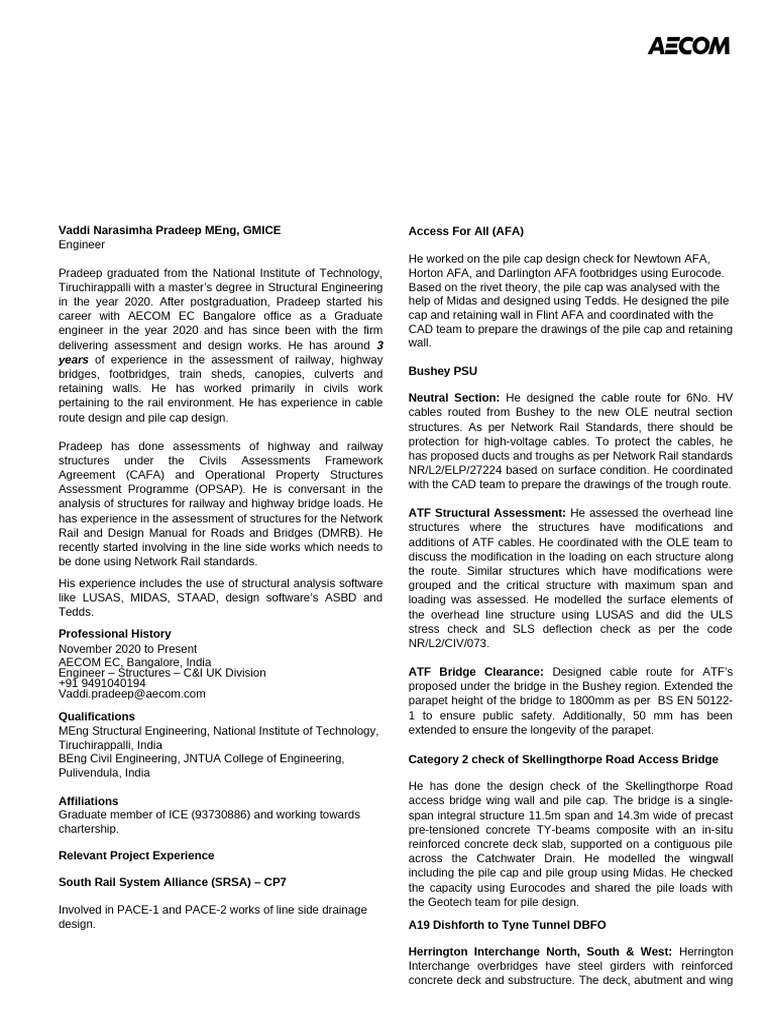Pradeep Vaddi - CV - V7 | PDF | Bridge | Deep Foundation