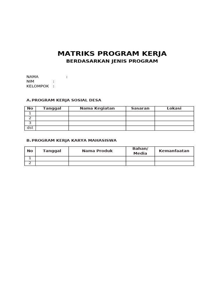Matriks Program Kerja | PDF