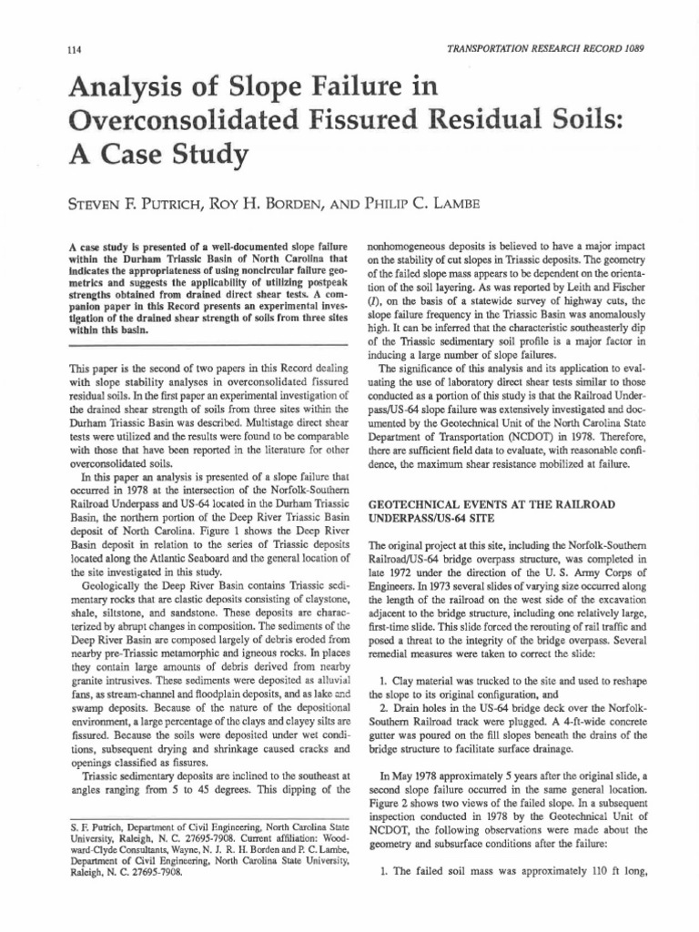 Slope Failure Analysis in Triassic Soils | PDF | Rock (Geology ...