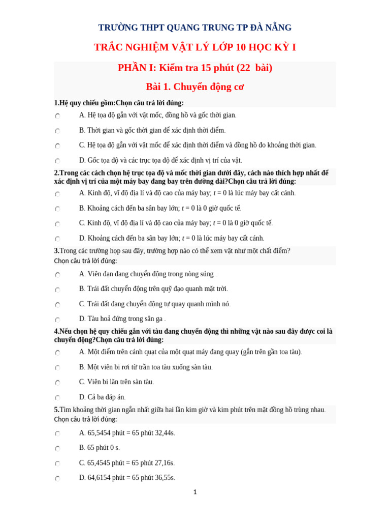 Lý 10 - HKI - File 1 | PDF