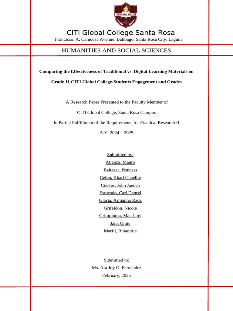 Traditional vs. Digital Learning Impact | PDF | Learning | Social Sciences