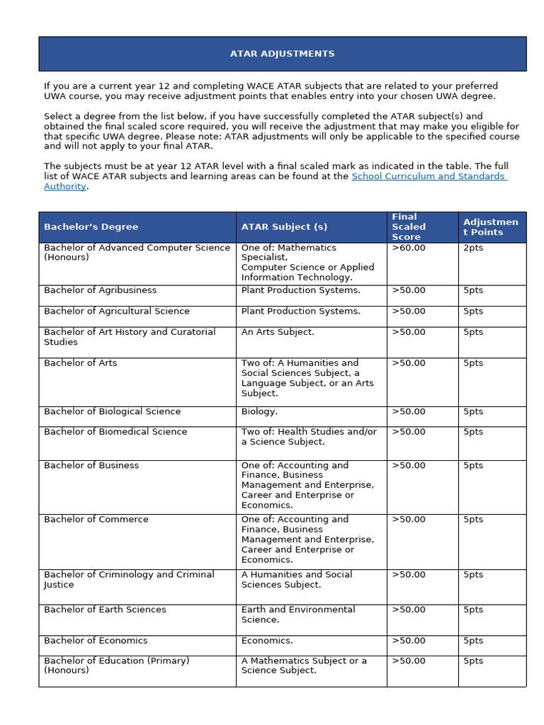 Atar Adjustments | PDF | Science | Geography