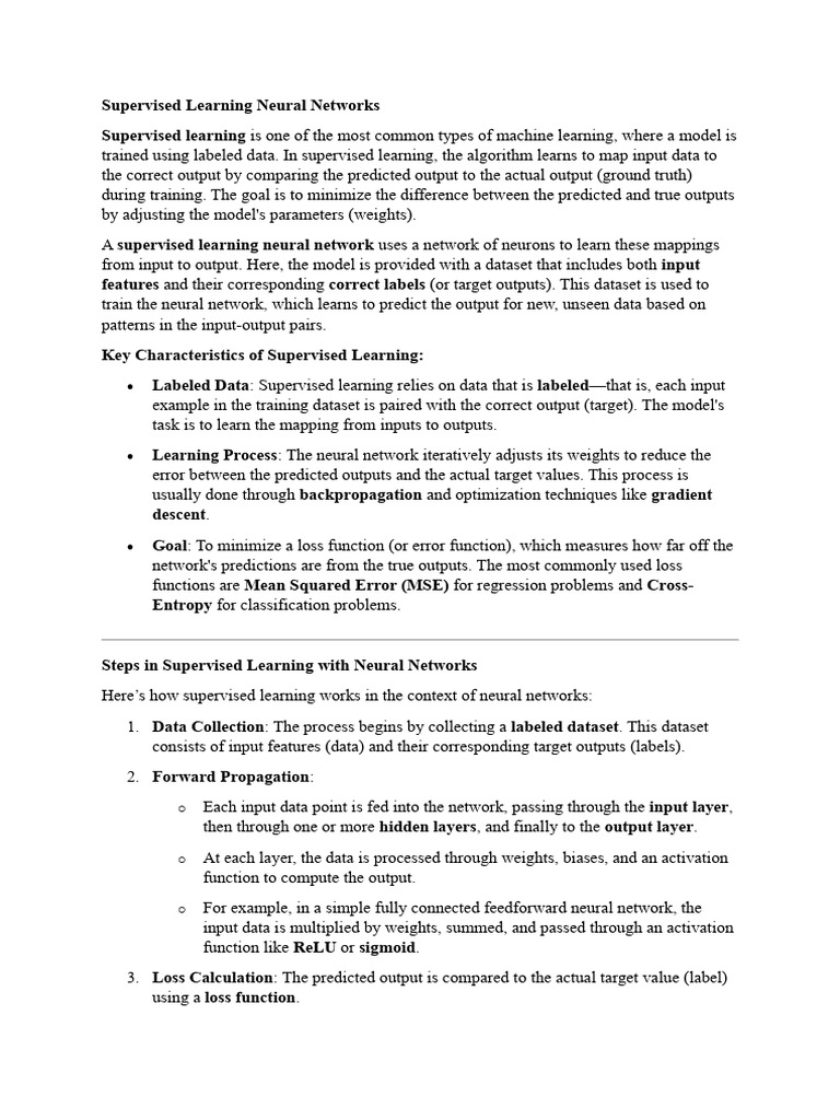Supervised Learning Neural Networks | PDF | Statistical Classification | Mean Squared Error