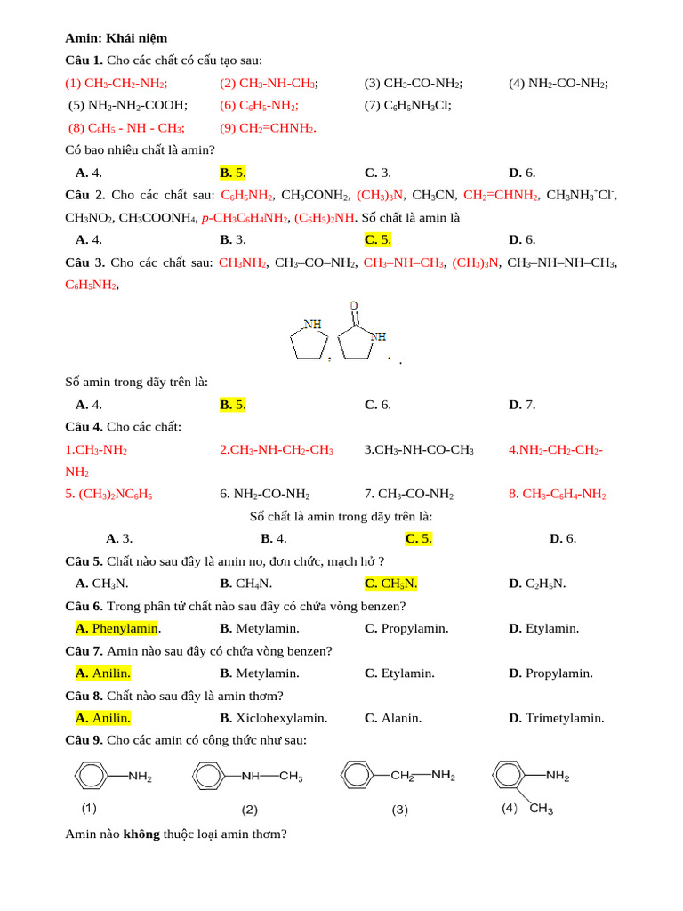 Amin 1 Khái niệm | PDF