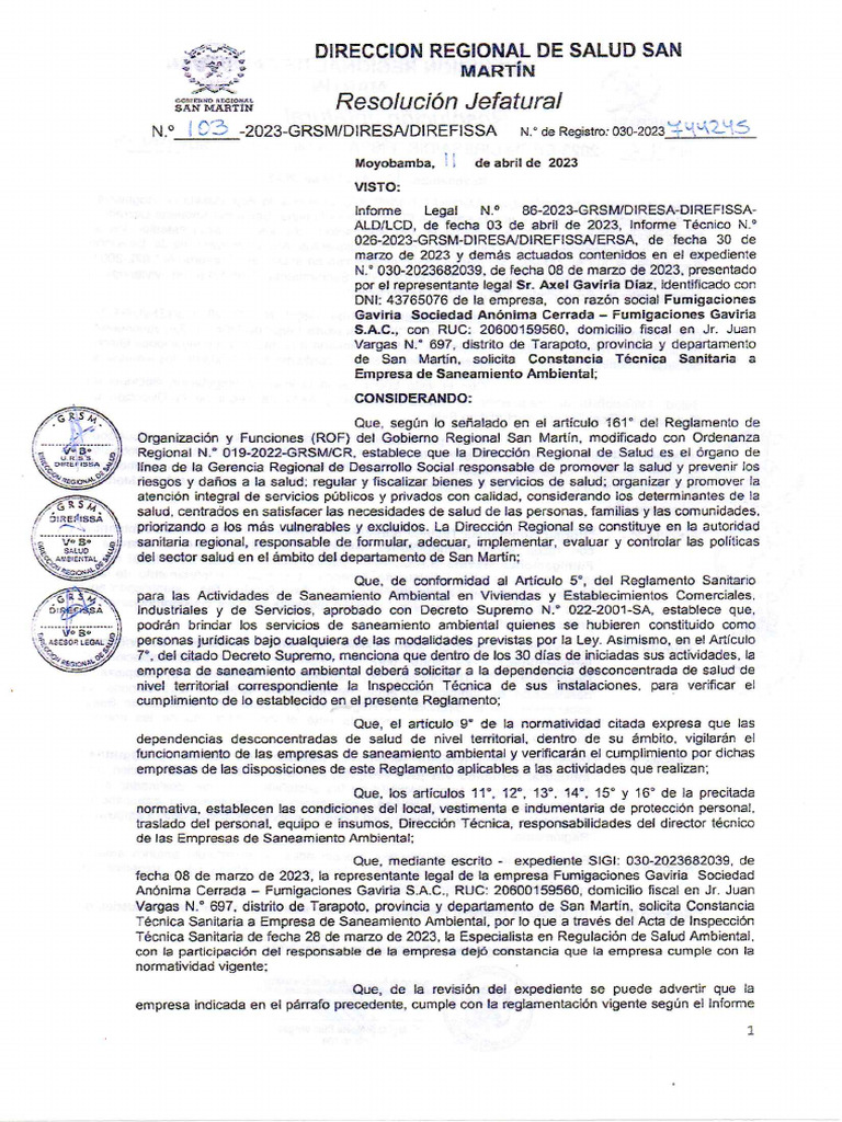 Resolucion Jefatural 2 Fumigacion | PDF