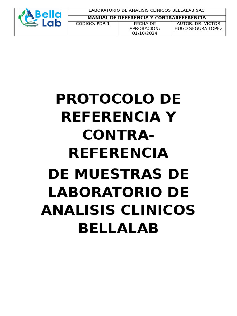 Protocolo de Referencia y Contrareferencia Bellalab | PDF | Laboratorios