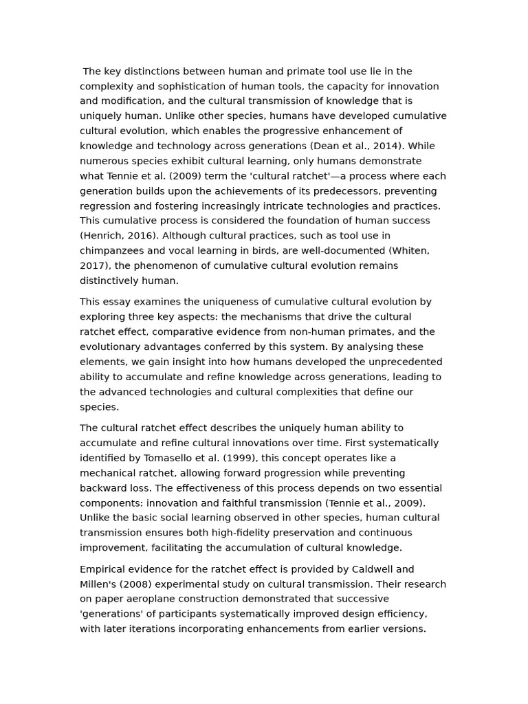 What makes human tool use different? | PDF | Evolution | Learning