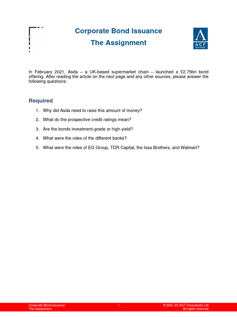 F42 Bonds - Corporate Bond Issuance - ASDA (Problem) | PDF | Private ...