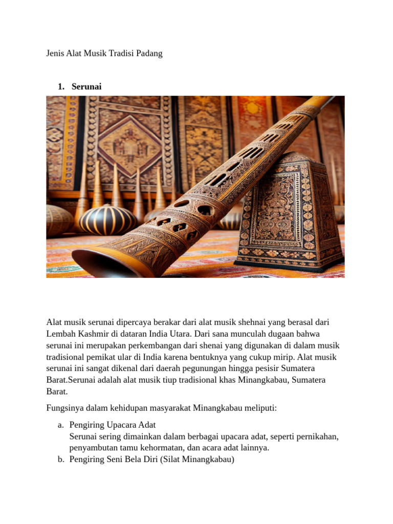 Jenis Alat Musik Tradisi Padang | PDF