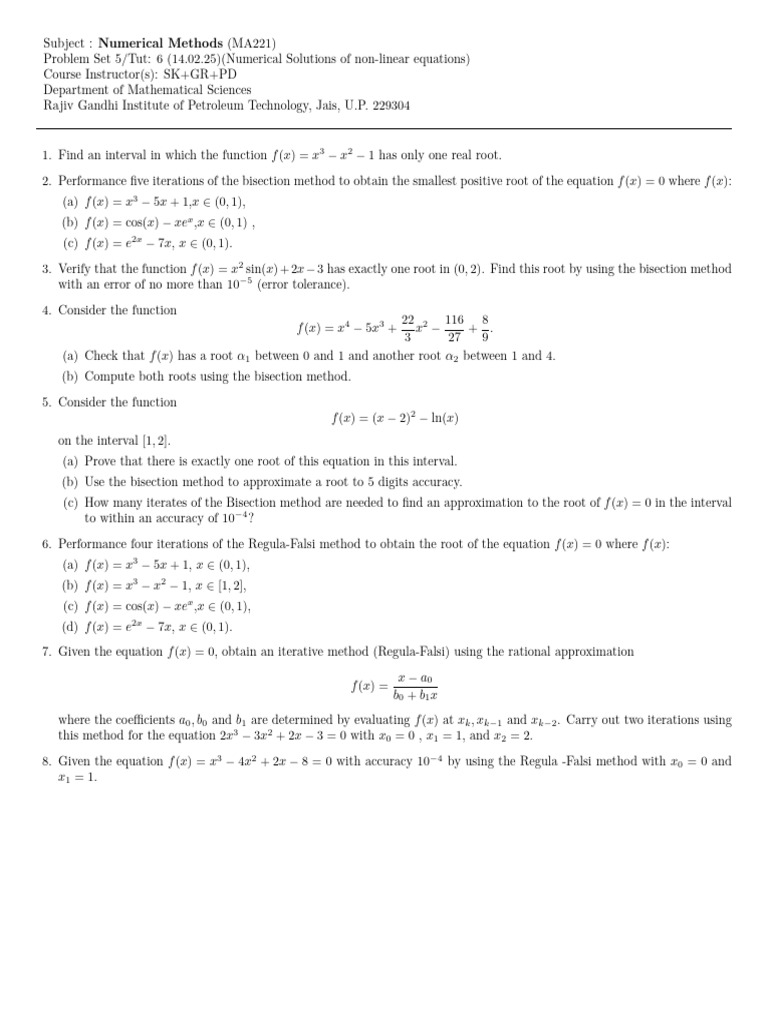 Numerical Methods: Bisection & Regula-Falsi | PDF | Numerical Analysis ...