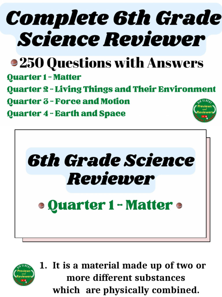 Grade 6 Science Mixtures Review Q1 | PDF | Mixture | Friction