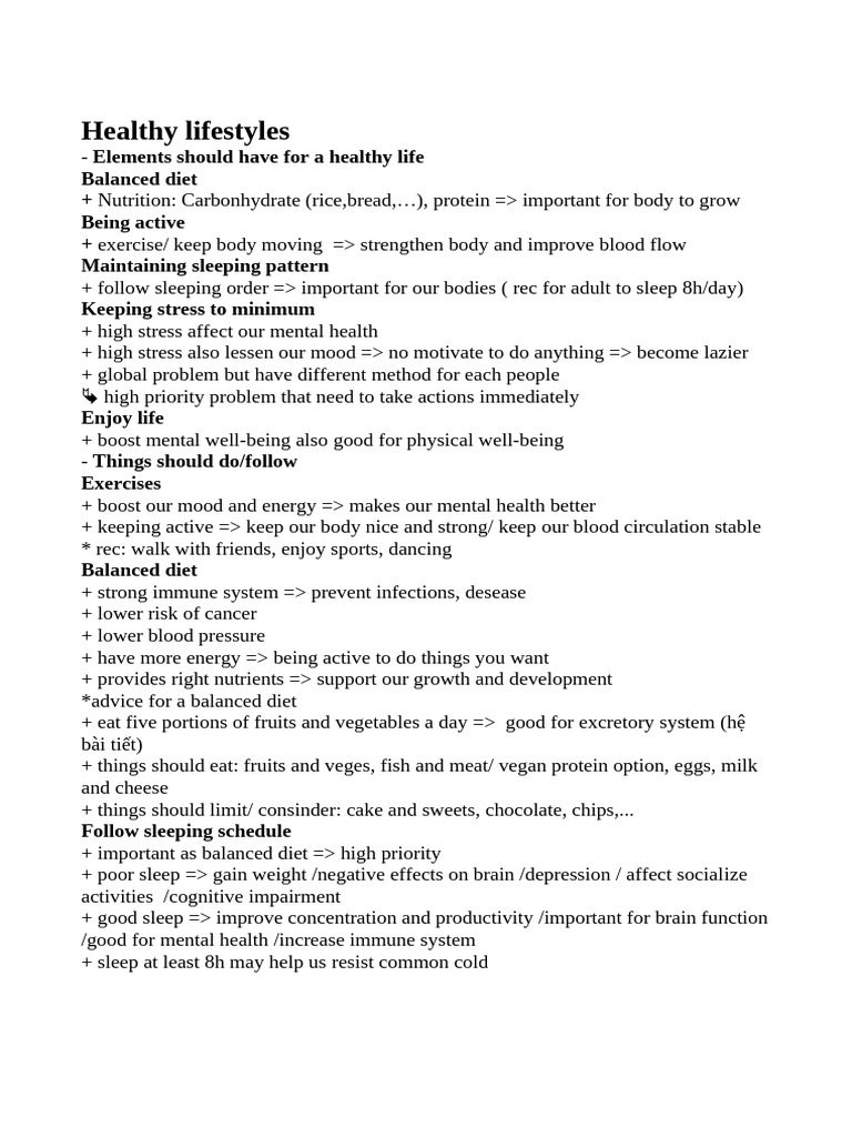Essential Elements of a Healthy Lifestyle | PDF